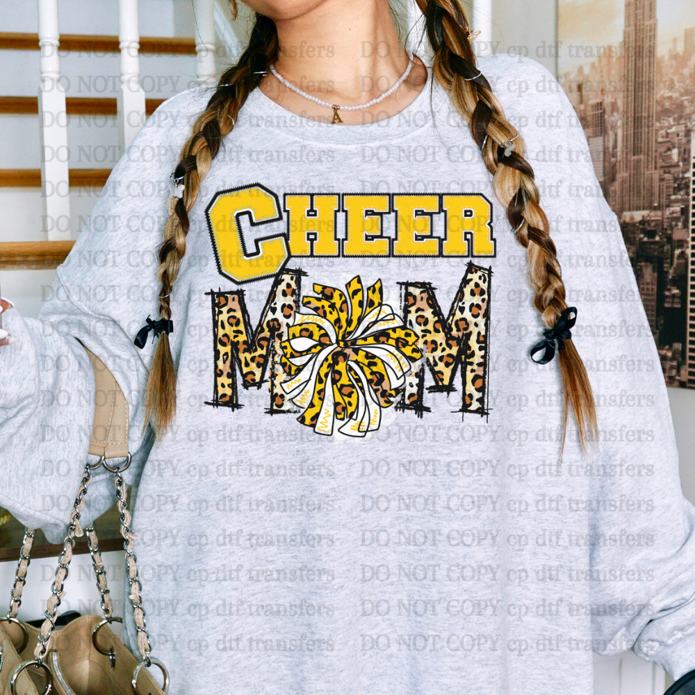 Cheer Mom Yellow Leopard DTF TRANSFER – Custom Printed Tees, DFT ...